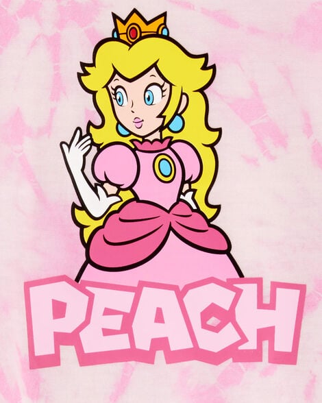 Kid Super Mario Bros™ Princess Peach Print Loose Fit 2-Piece Pajamas ...