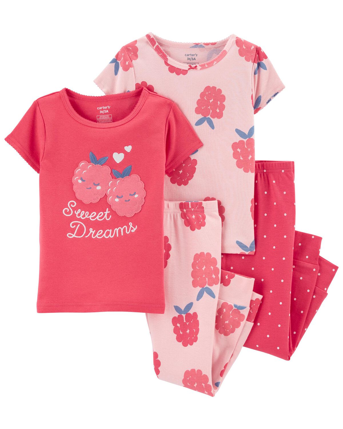 Toddler 4-Piece Raspberry 100% Snug Fit Cotton Pajamas - Carter's ...