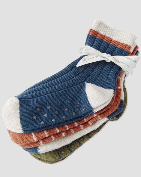 Toddler 4-Pack Slip Resistant Socks in Stripes - Little Planet | Carter's