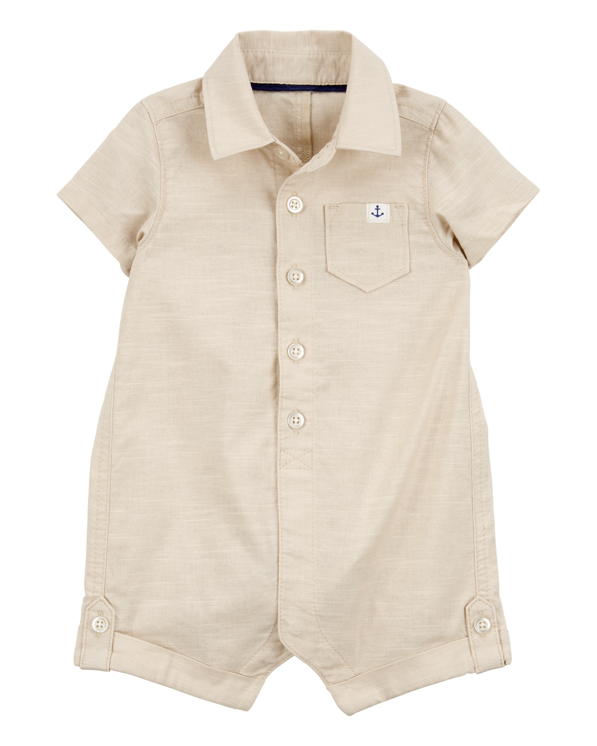 Baby Button-Front Romper- Tan - Carter's | Carter's