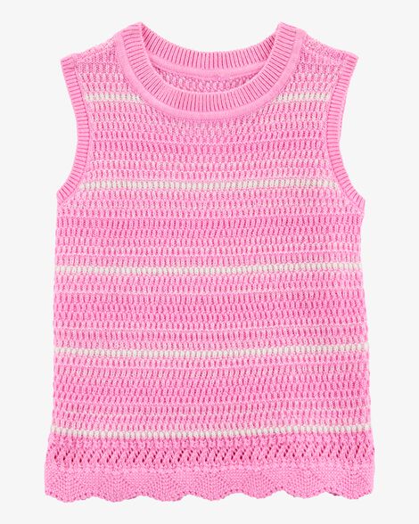 Toddler 2-Piece Striped Crotchet Knit Tank & Shorts Set - Pink | Carter's