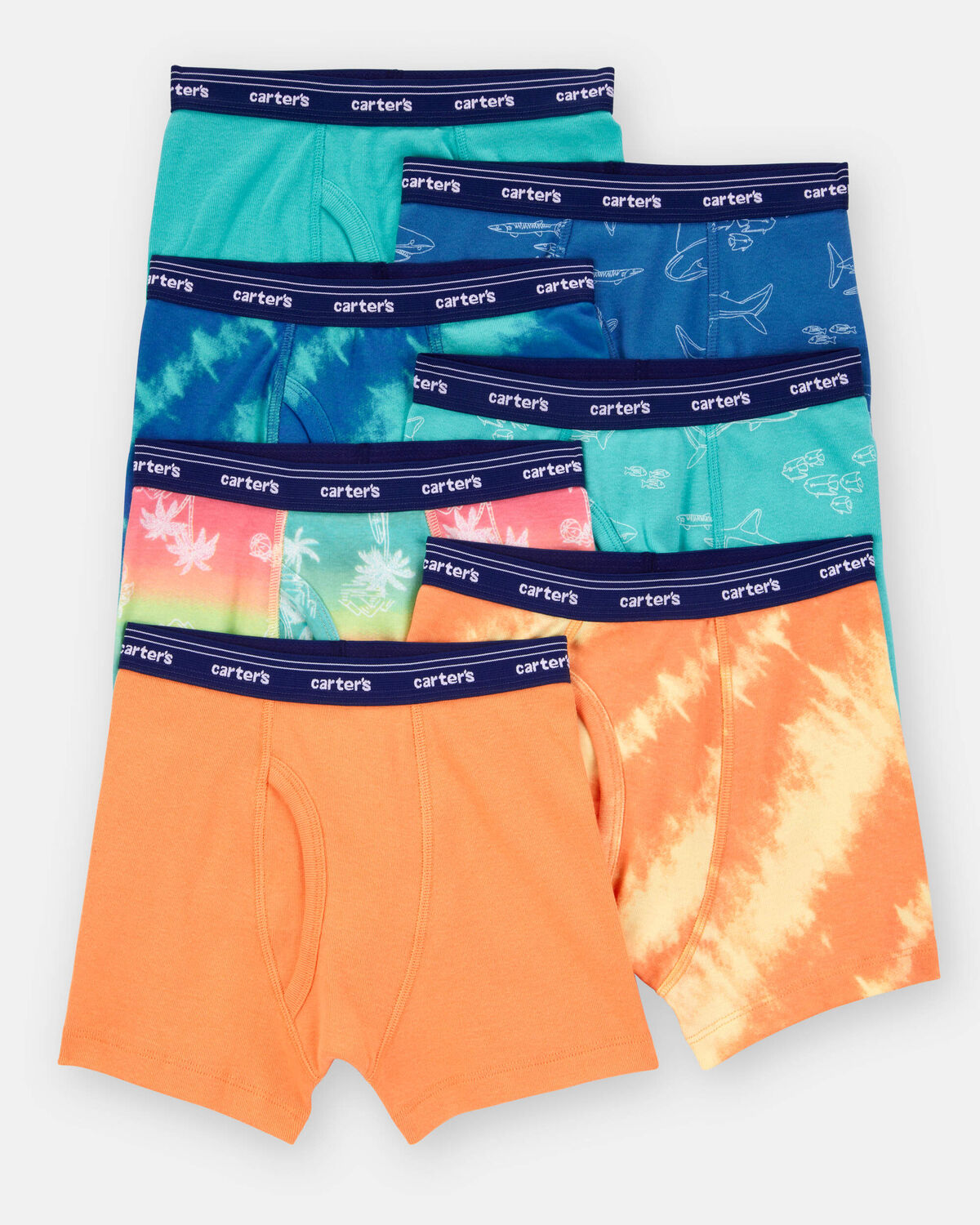 Toddler 7-Pack Cotton Tie-Dye Boxer Briefs Underwear - Blue/Orange ...