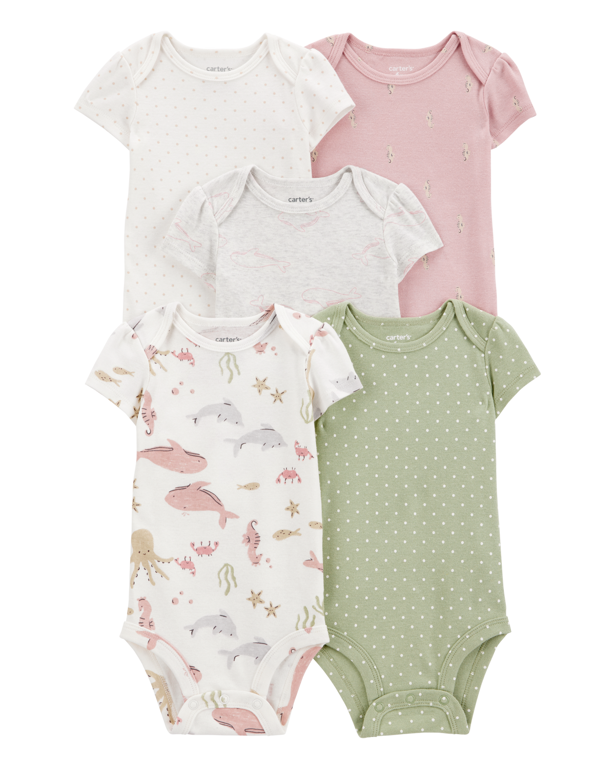 Baby 5-Pack Seahorse Short-Sleeve Bodysuits - Carter's | Carter's
