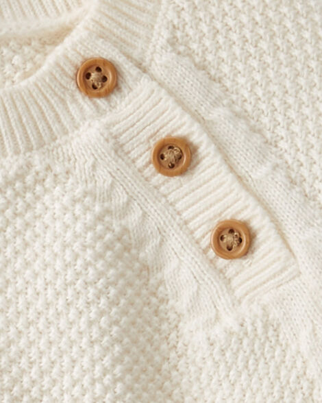 Baby Organic Cotton Sweater Knit Pullover Set in Cream - Little Planet ...