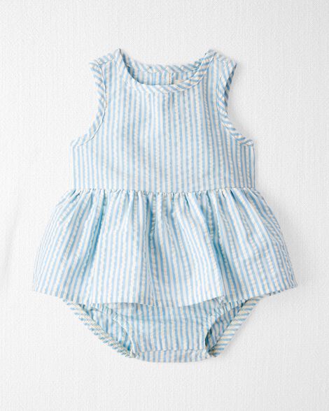 Baby Seersucker Ruffle Sunsuit Made with Organic Cotton - Little Planet ...