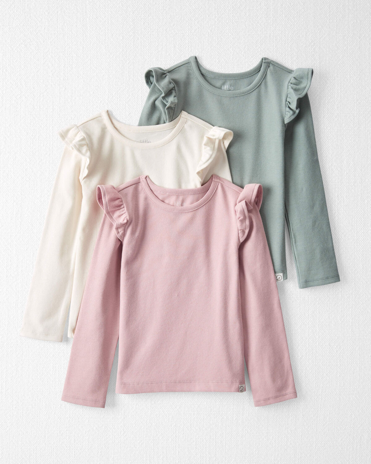 Toddler 3-Pack Organic Cotton Rib Flutter Tops - Little Planet | Carter's