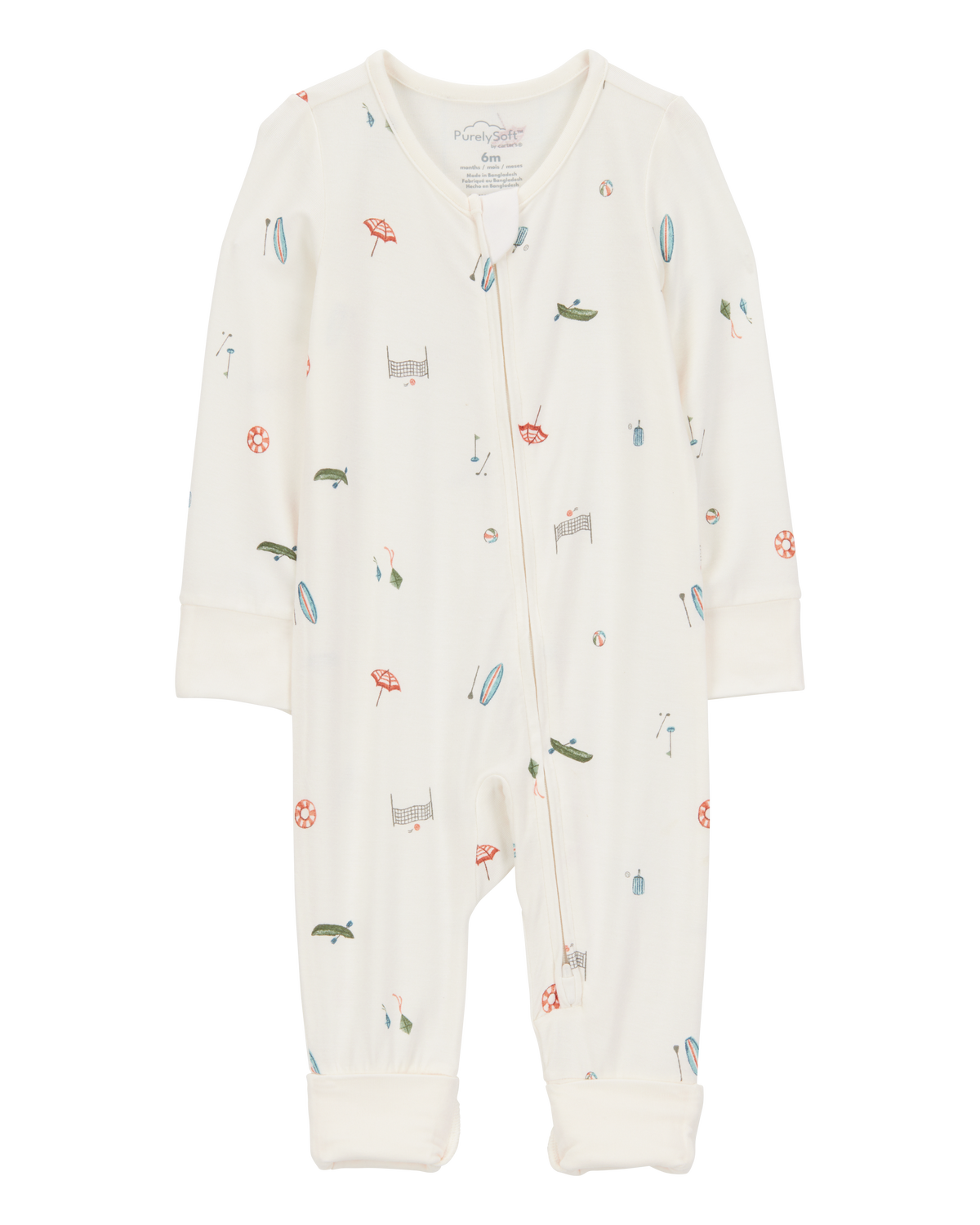 Baby Girl Camp Print 2-Way Zip PurelySoft Convertible Foot Sleep & Play ...