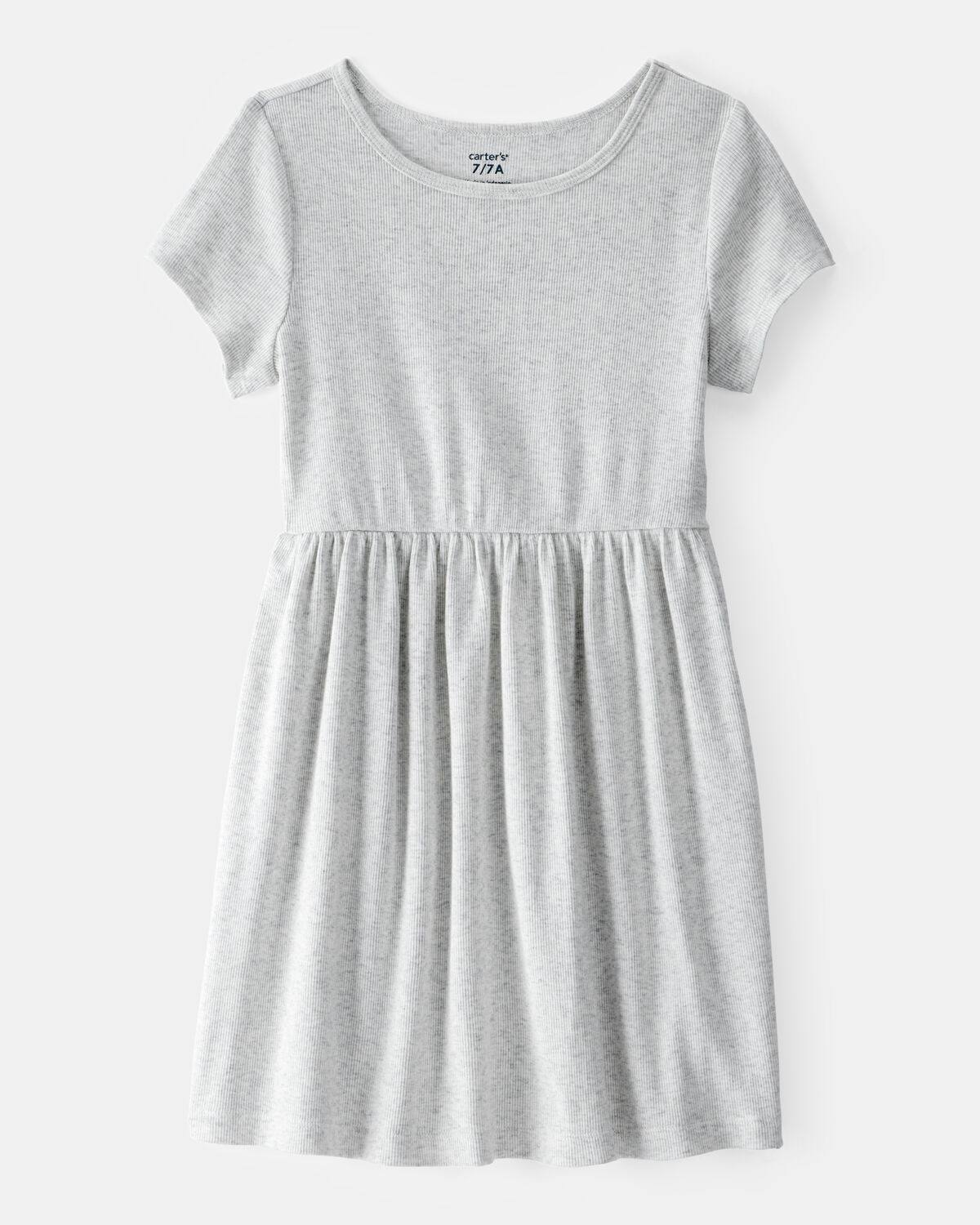Girls Ribbed Short-Sleeve Dress - Grey - Carter's | Carter's