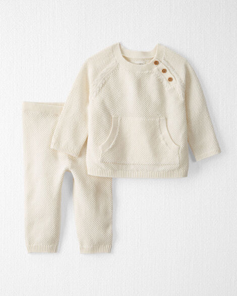 Baby Organic Cotton Sweater Knit Pullover Set in Cream - Little Planet ...