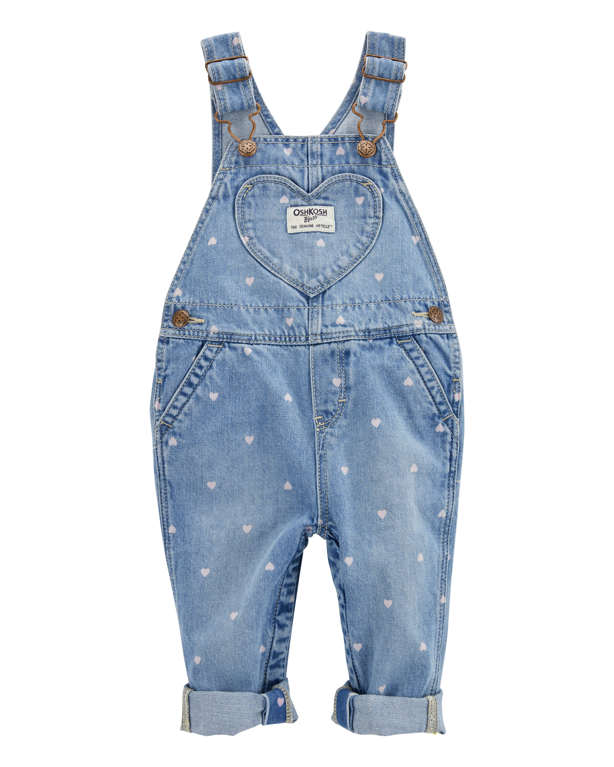 Baby Heart-Print Knit Denim Overalls - Blue - OshKosh | Carter's Baby Heart-Print Knit Denim Overalls - Blue - OshKosh | Carter's
