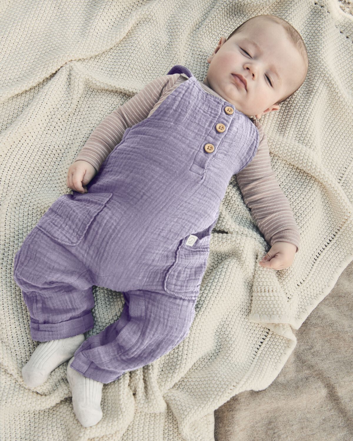 Baby Organic Cotton Gauze Overalls in Lilac - Little Planet | Carter's