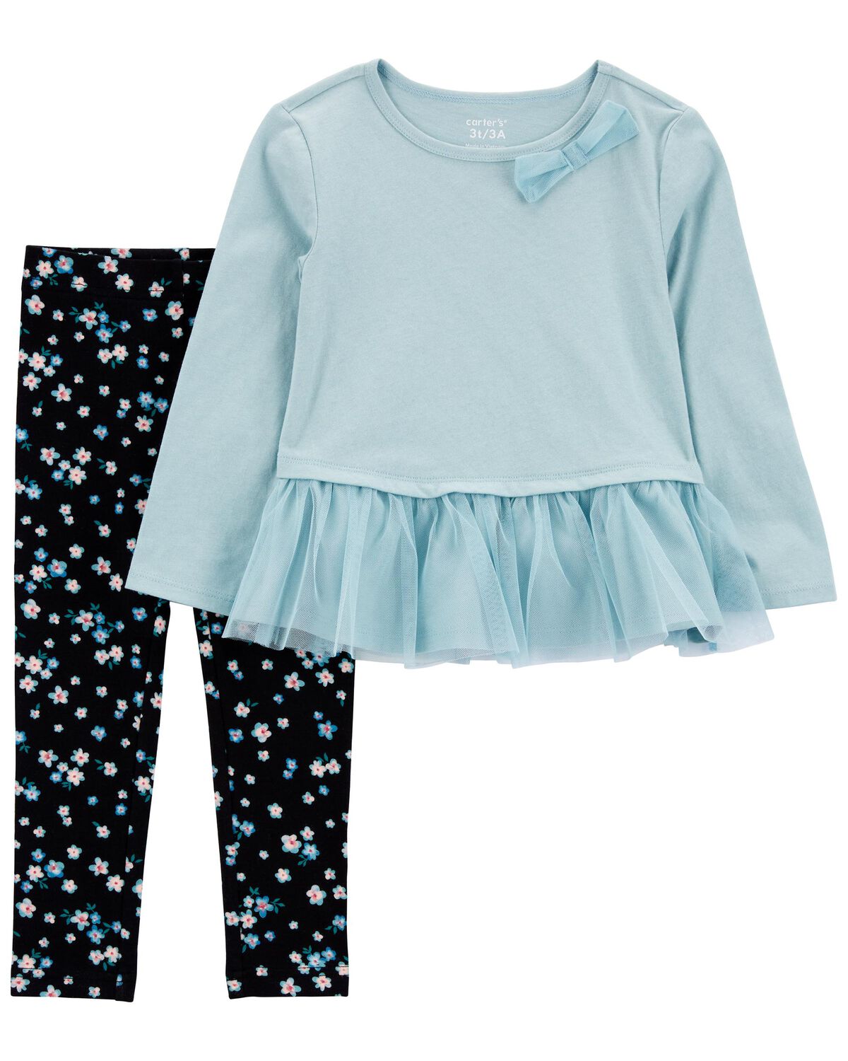 Toddler 2-Piece Tulle Peplum Top & Floral Legging Set - Carter's | Carter's