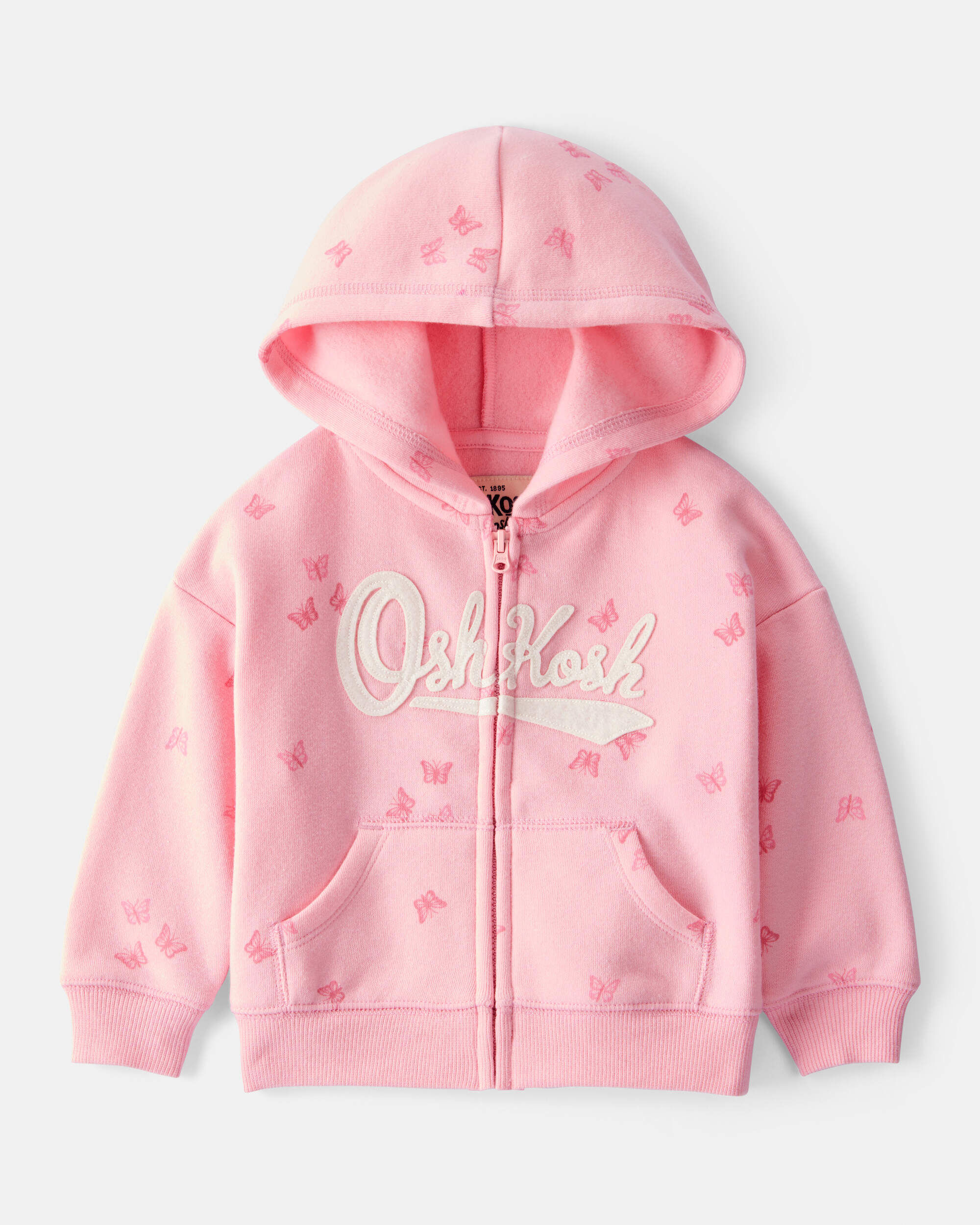 Baby Butterfly Print OshKosh Fleece Logo Zip Jacket - Pink Baby Butterfly Print OshKosh Fleece Logo Zip Jacket - Pink