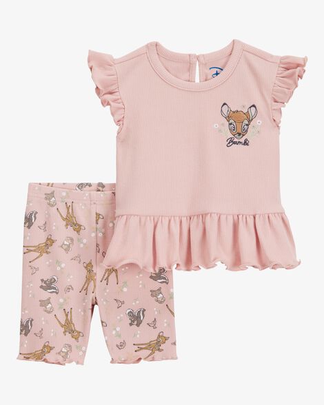 Toddler 2-Piece Bambi Flutter-Sleeve & Bike Short Set - Pink - Carter's | Carter's