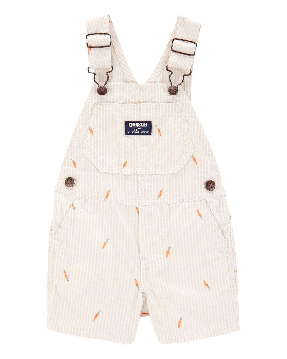 Baby Carrot Print Striped Shortalls - Cream - OshKosh | Carter's Baby Carrot Print Striped Shortalls - Cream - OshKosh | Carter's