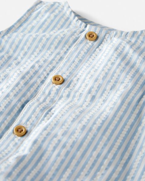 Baby Seersucker Button-Front Romper Made with Organic Cotton - Little ...