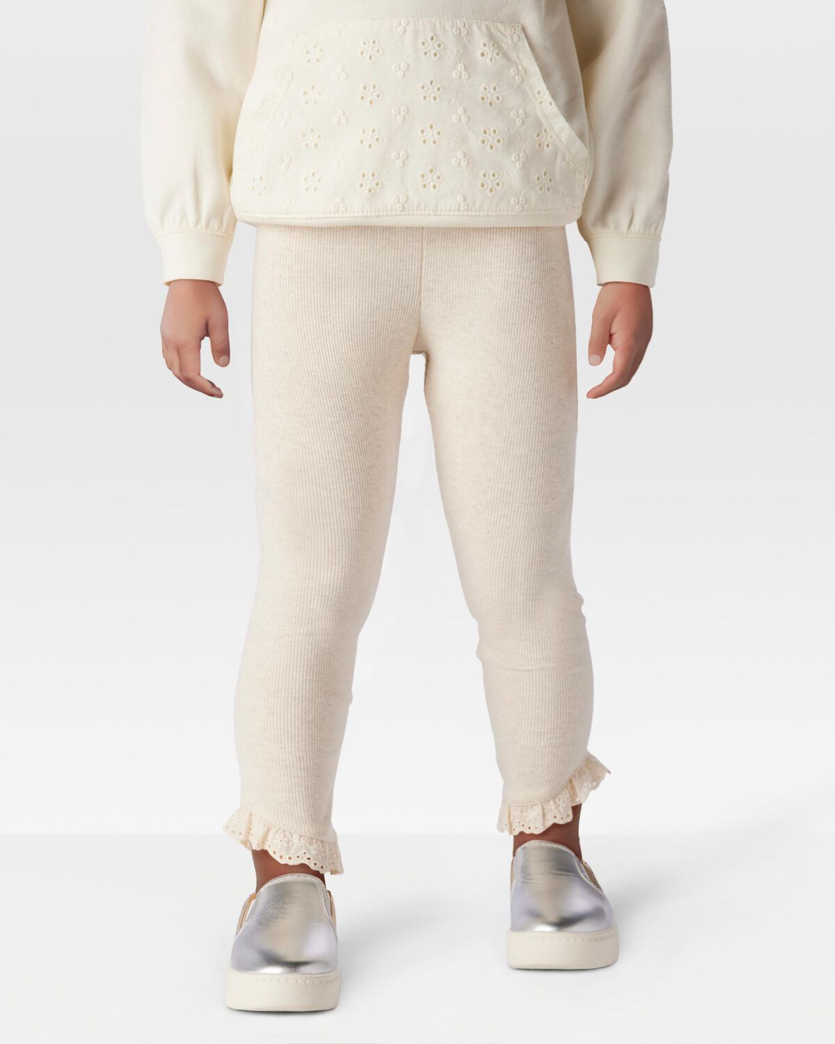 Toddler Ribbed Eyelet-Hem Pants - Cream - OshKosh | Carter's