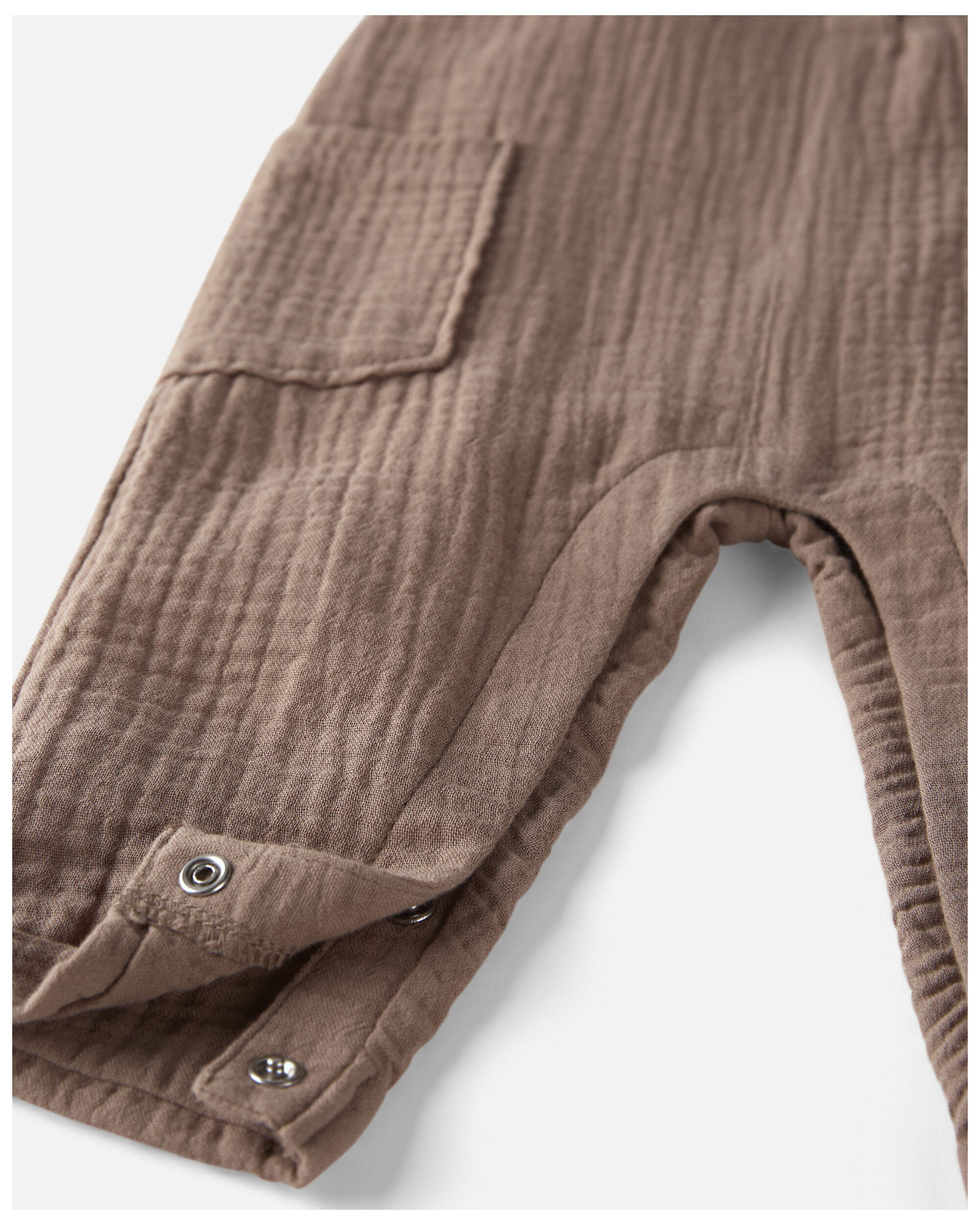 Baby Organic Cotton Gauze Overalls in Taupe - Little Planet Baby Organic Cotton Gauze Overalls in Taupe - Little Planet