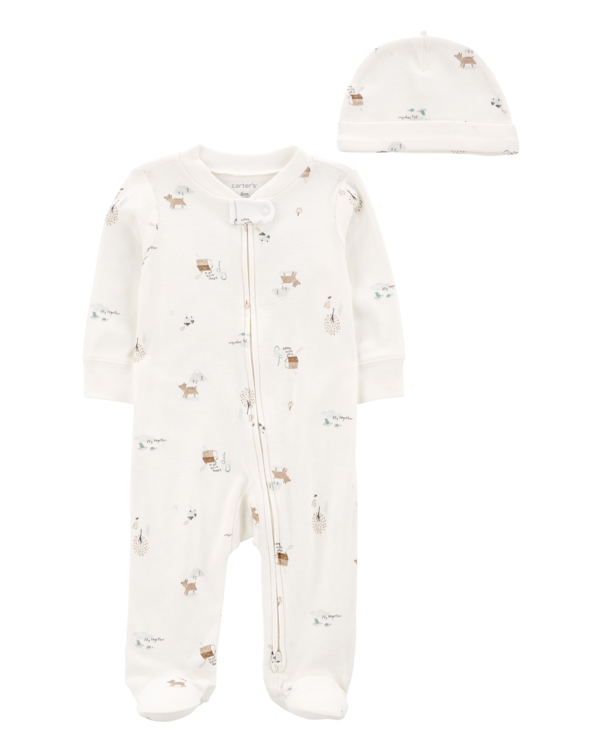 Baby 2-Piece 2-Way Zip Cotton Sleep & Play & Cap Set Pajamas - Carter's ...
