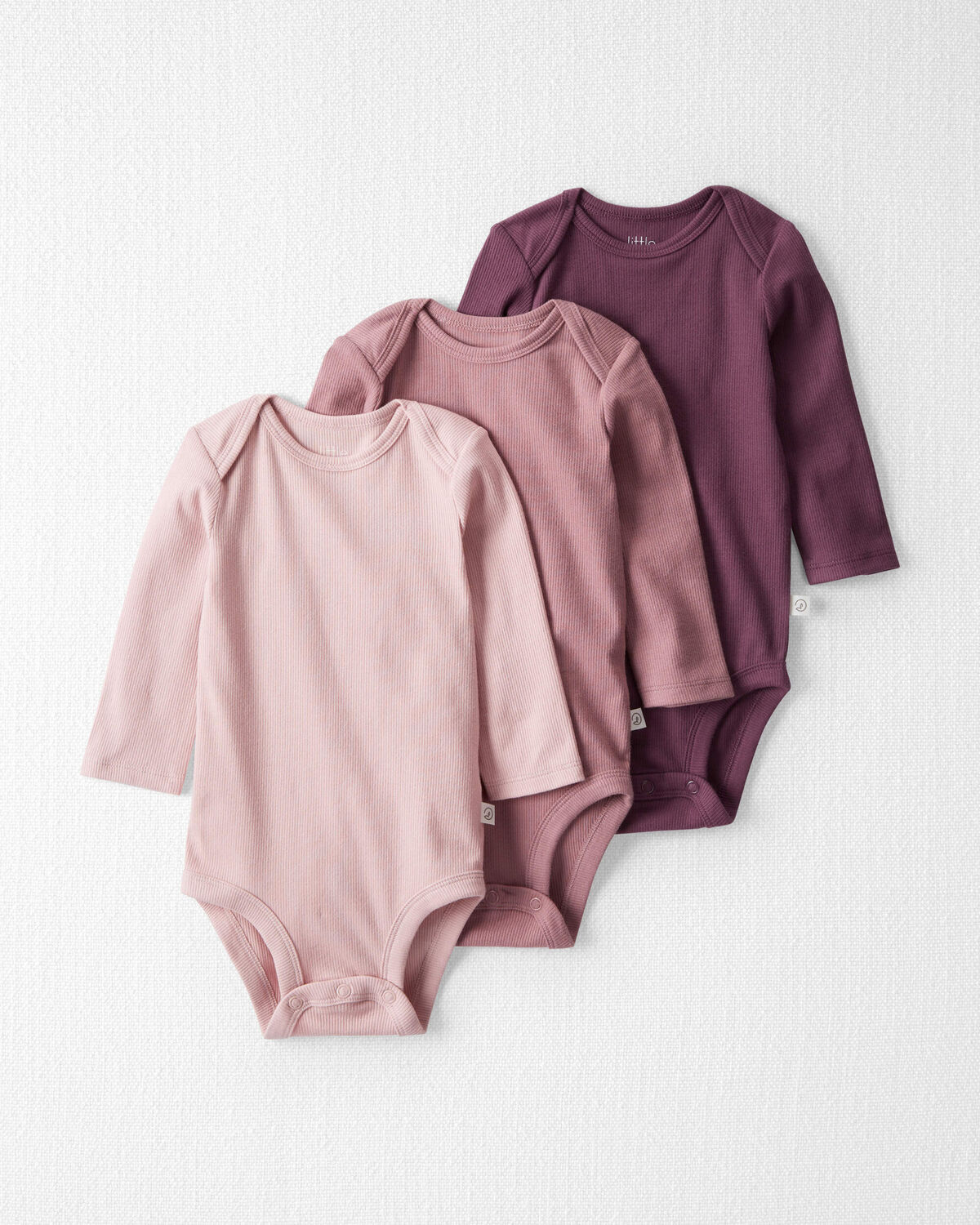 Baby 3-Pack Organic Cotton Rib Gradient Bodysuits in Pinks - Little ...