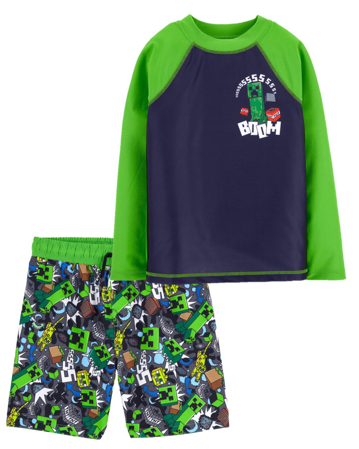 Kid Minecraft™ Rashguard & Swim Trunks Set | Carter's