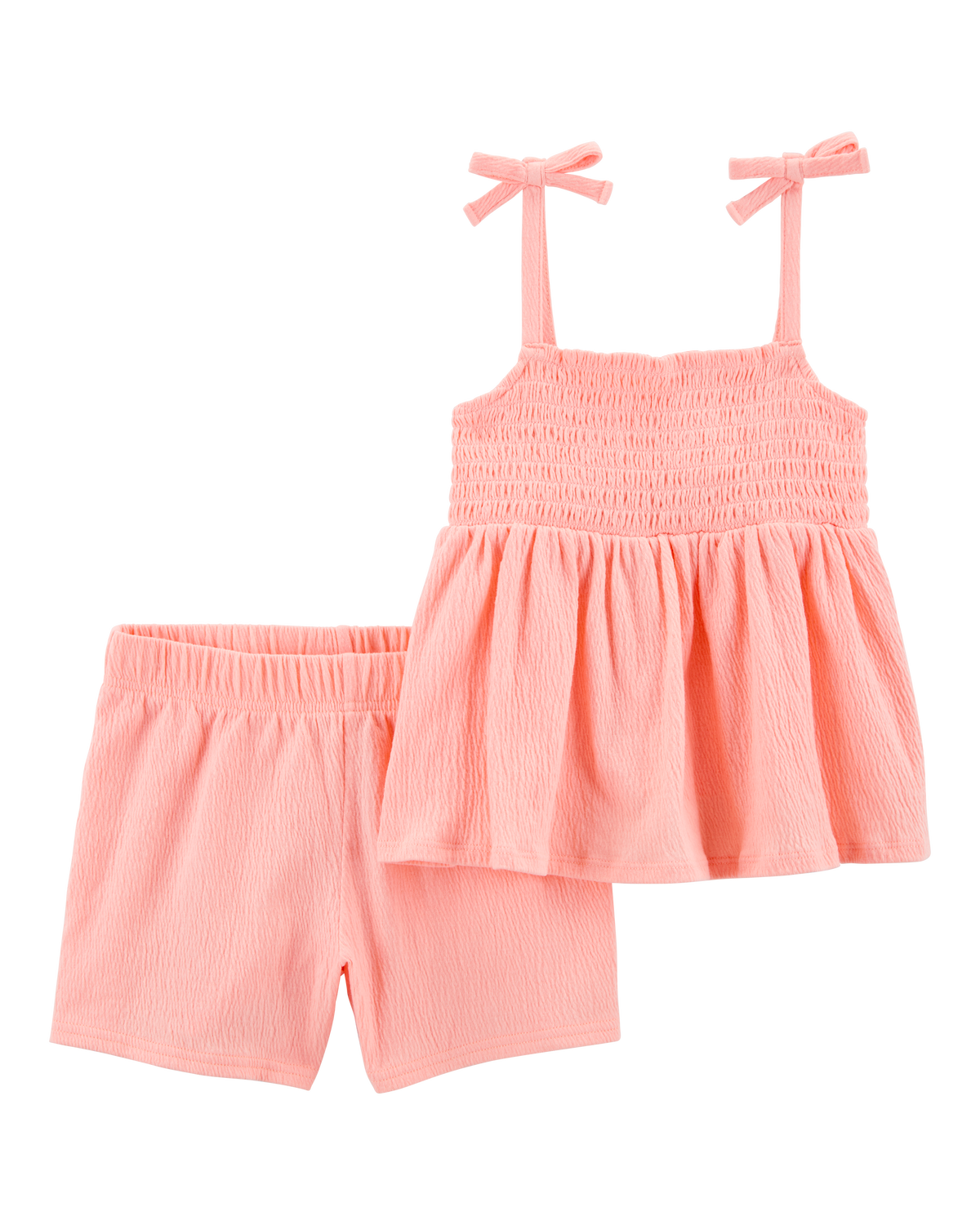 Kid 2-Piece Crinkle Jersey Tank & Short Set - Coral - Carter's | Carter's