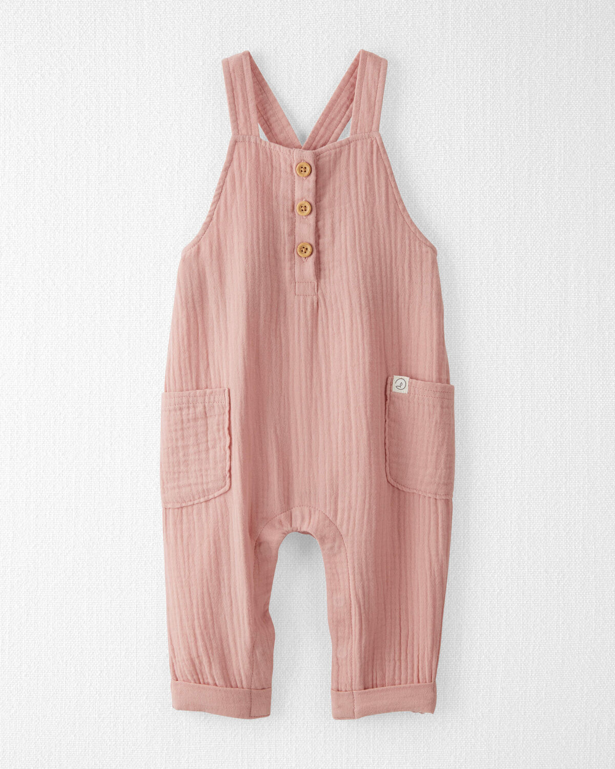 Baby Organic Cotton Gauze Overalls in Pink - Little Planet | Carter's