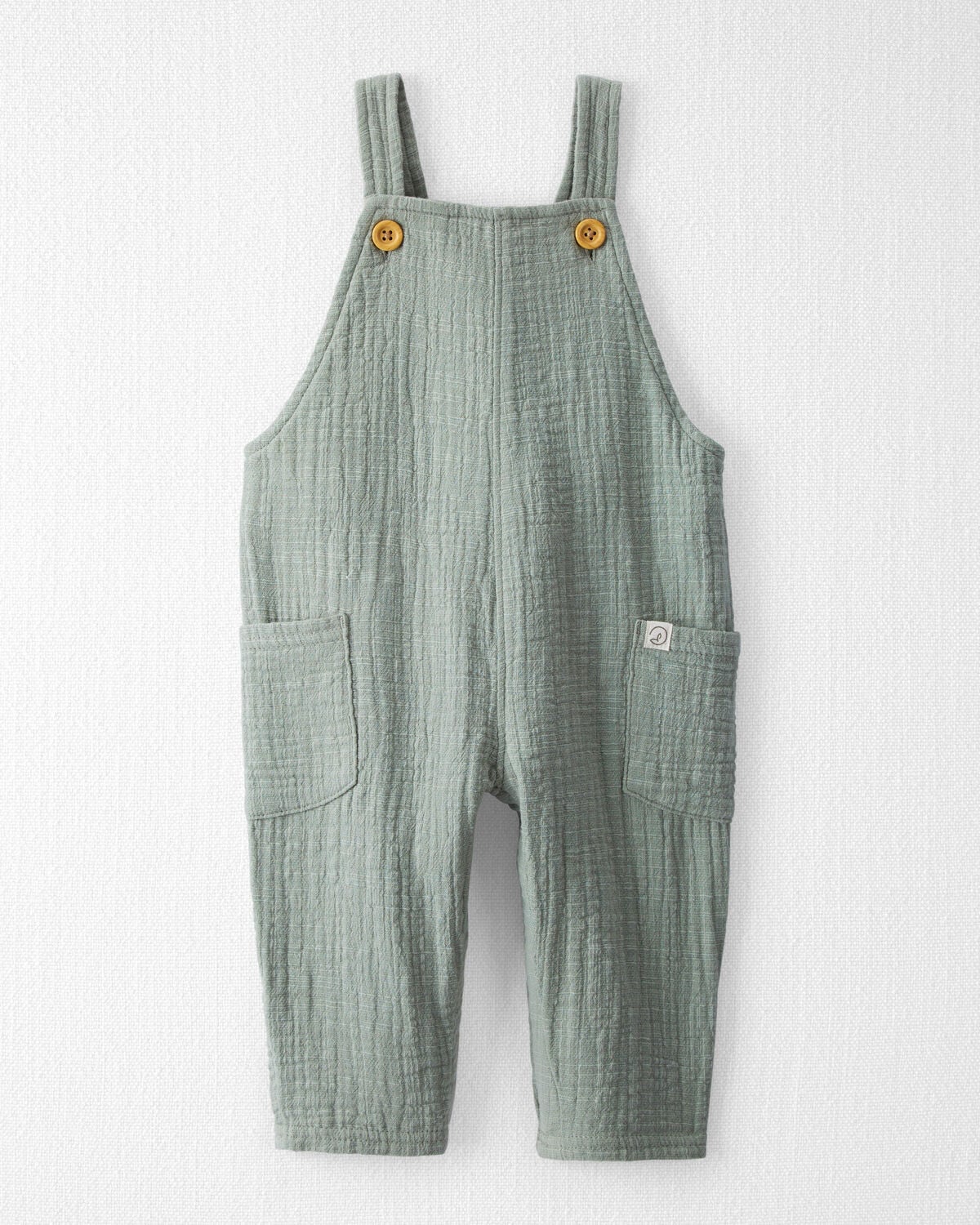 Baby Organic Cotton Textured Gauze Overalls in Sage Pond - Little ...
