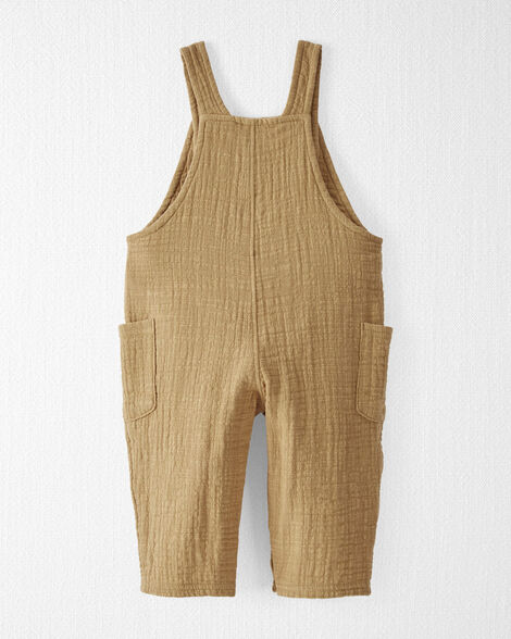 Baby Organic Cotton Textured Gauze Overalls in Light Maple - Little ...