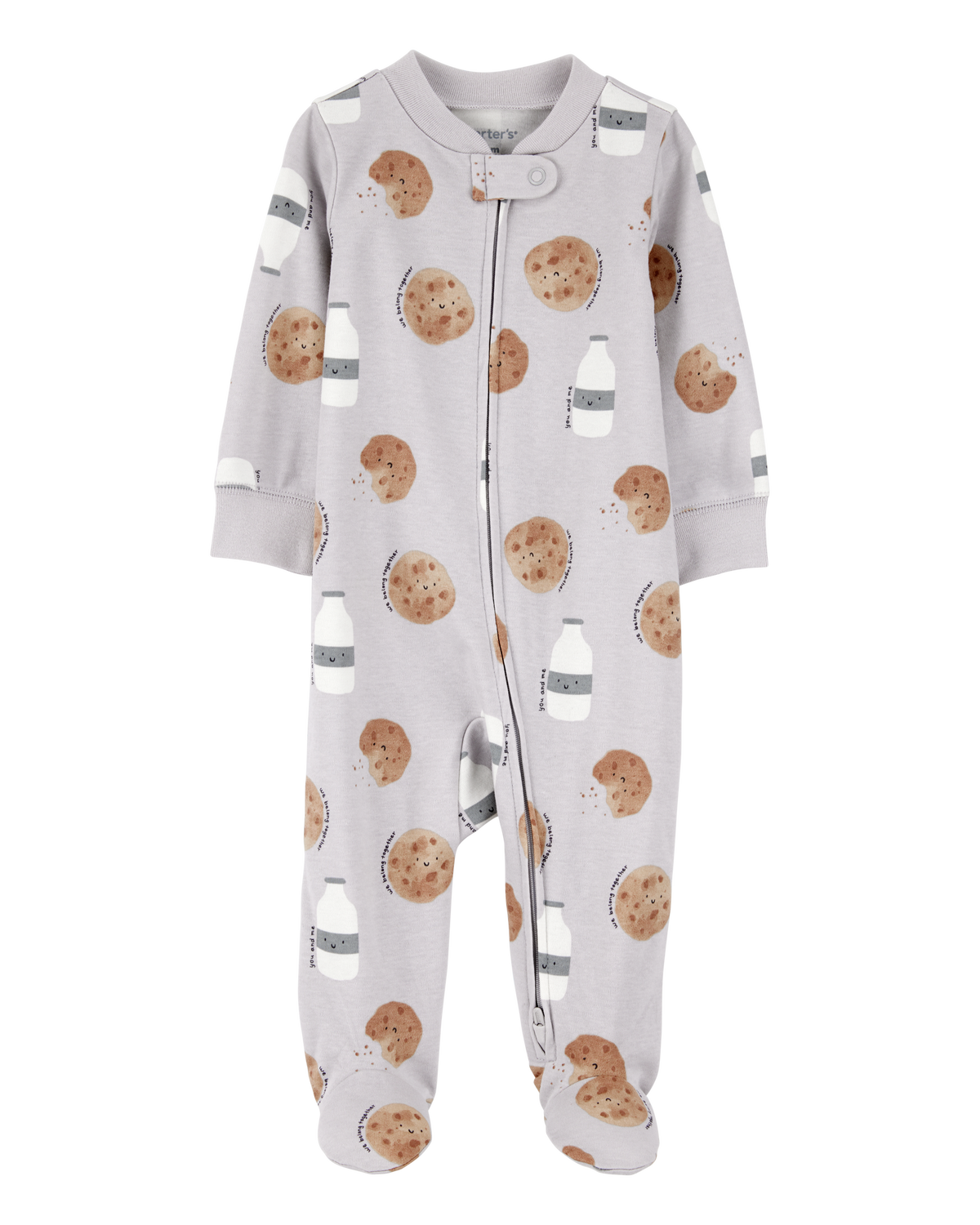 Baby Milk & Cookies 2-Way Zip Cotton Sleep & Play Pajamas - Grey ...