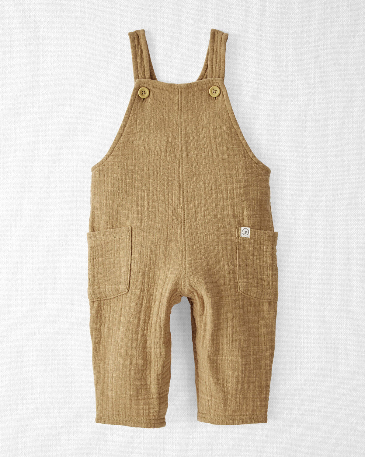 Baby Organic Cotton Textured Gauze Overalls in Light Maple - Little ...