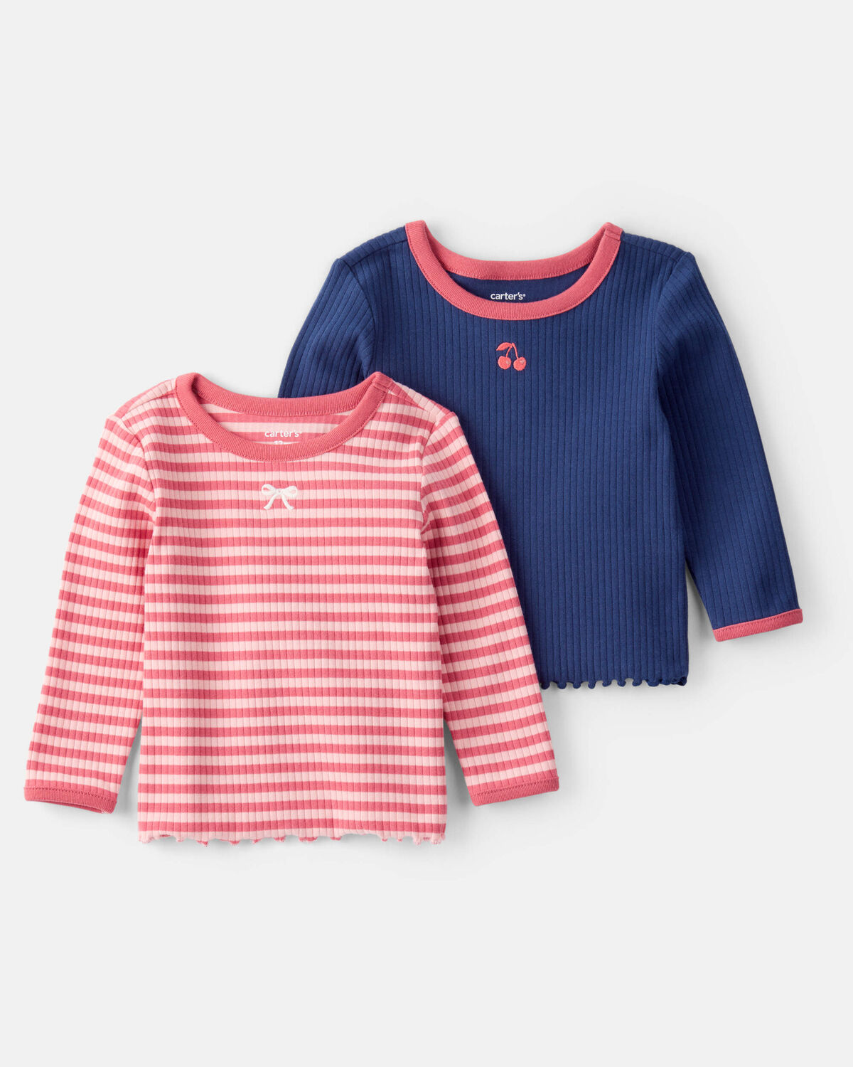 Baby Girl 2-Pack Long-Sleeve Tops - Blue/Pink - Carter's | Carter's