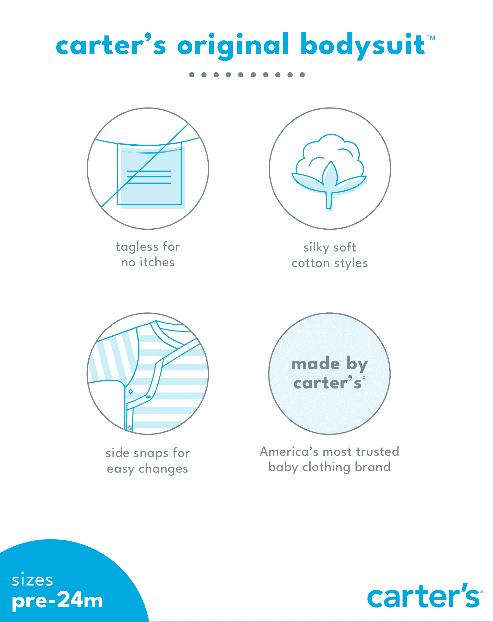 Baby 3-Pack Long-Sleeve Side-Snap Bodysuits - Carter's | Carter's